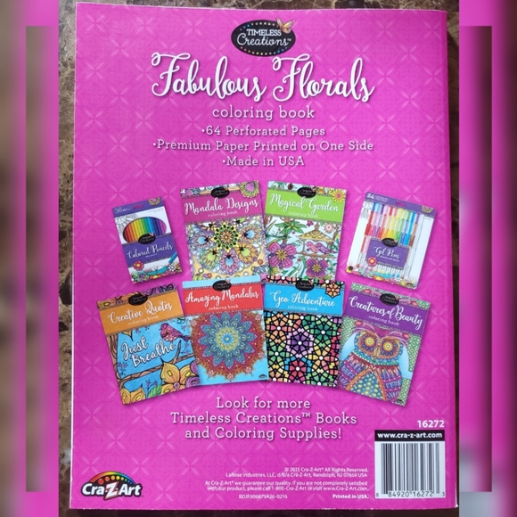 Timeless Creations Cra Z Art | Other | Fabulous Florals Coloring Book ...